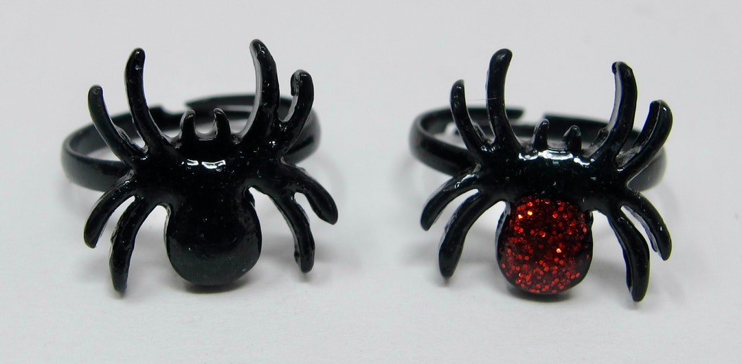 Red & Black Glitter Spider Rings (set of 2) - Etsy