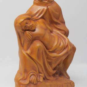 10.5" Burnt Sienna Ceramic Pieta Sculpture Virgin Mary With Body of ...