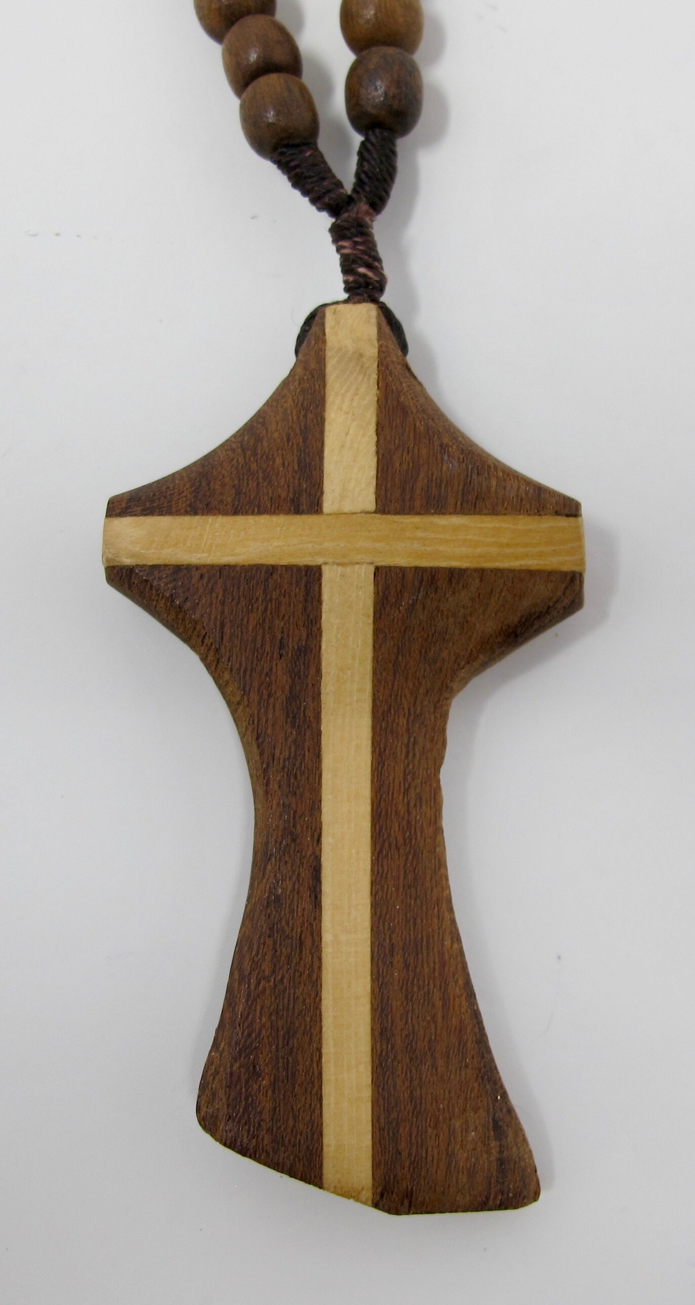 Collar de cruz abstracta de madera incrustada | Etsy