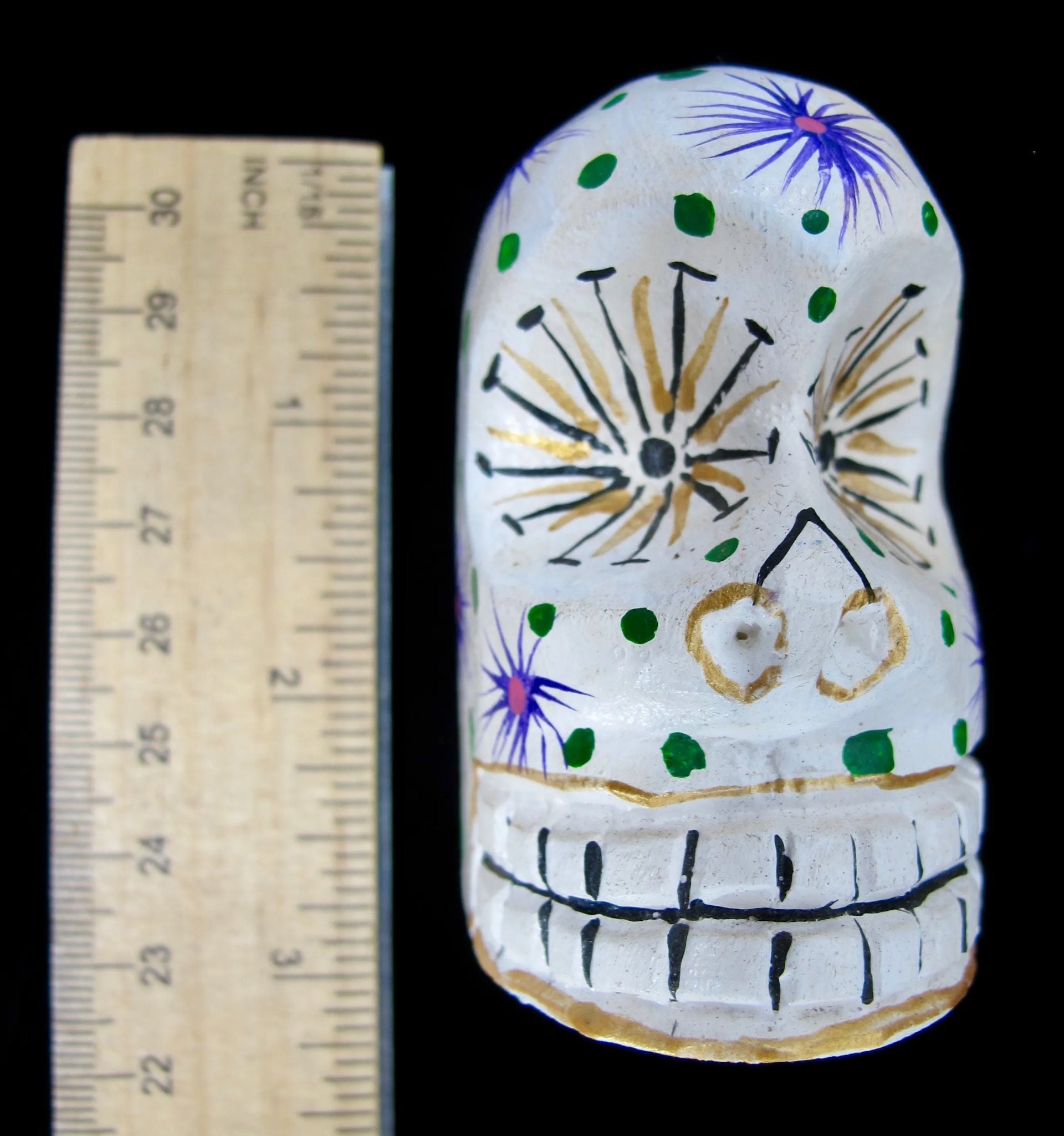 Mexican Day of the Dead Hand-painted Wooden Sugar Skull | Etsy