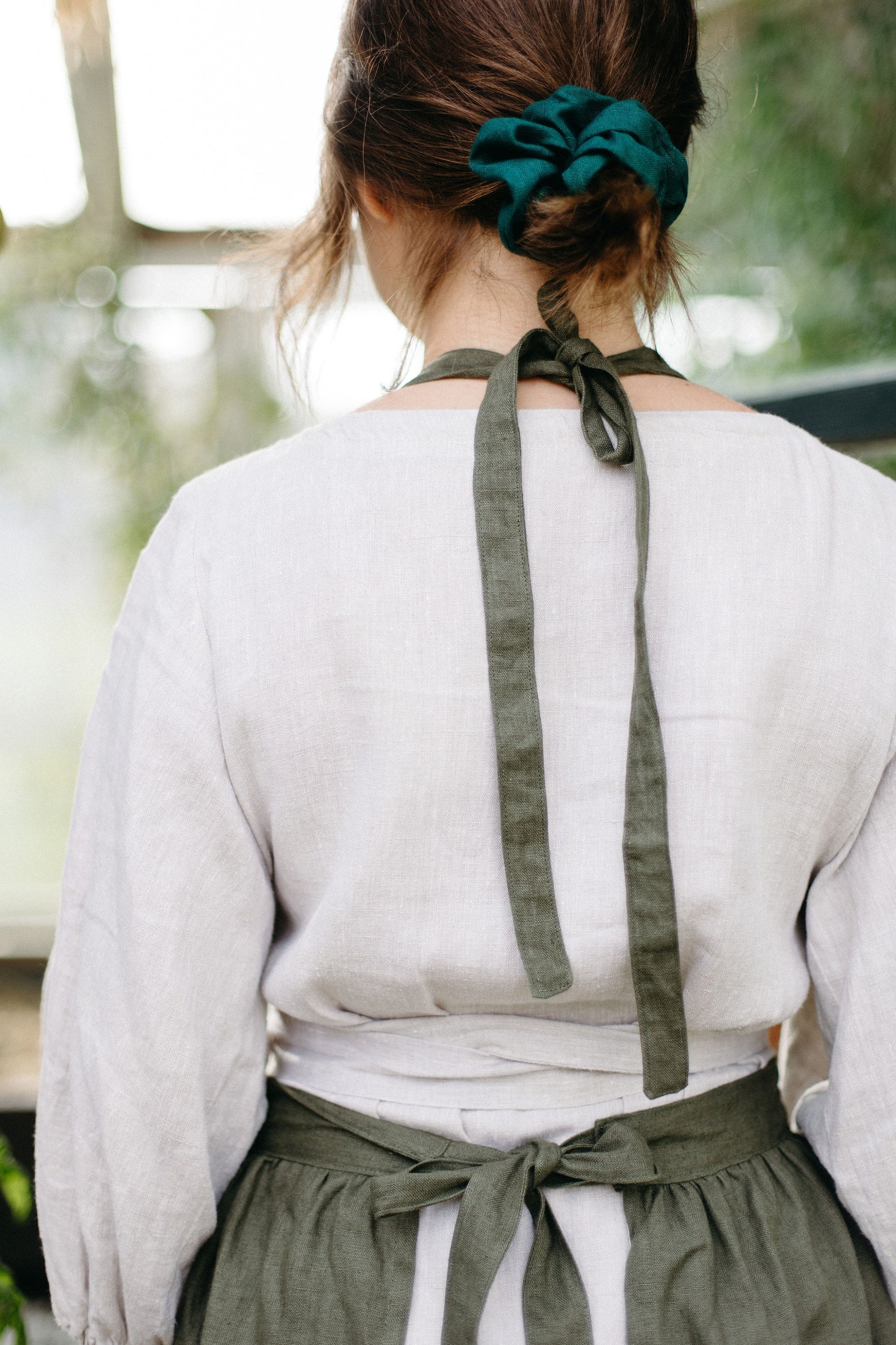 Forest Green Natural Linen Pinafore Apron, Vintage Style, Apron for ...