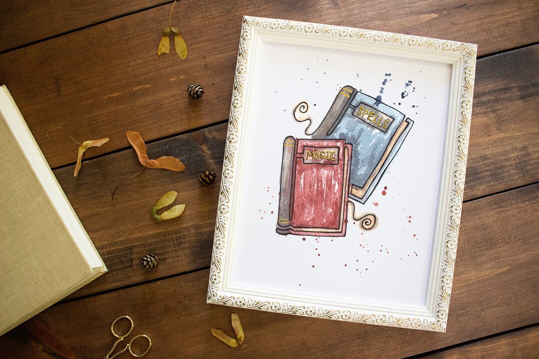 Spell Book Fine Art Print | 5x7, 8x10 | Whimsical Fairytale Watercolor ...
