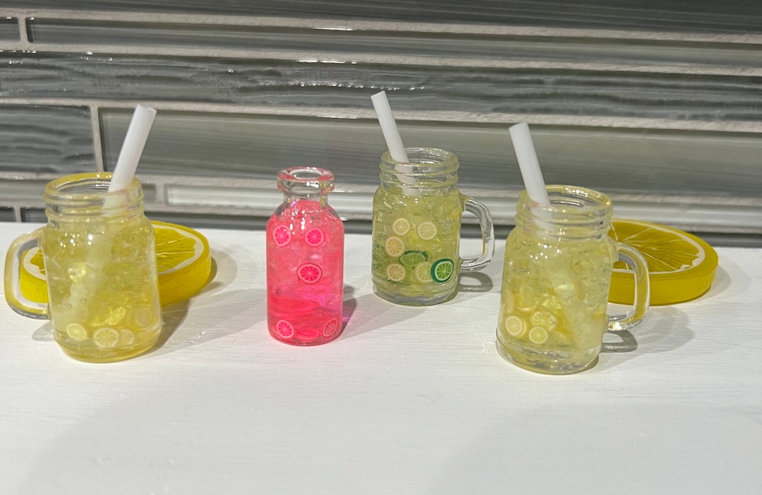 Fake Mini Lemonade, Mini Mason Jar Lemonade, Mini Pink Lemonade, Summer ...
