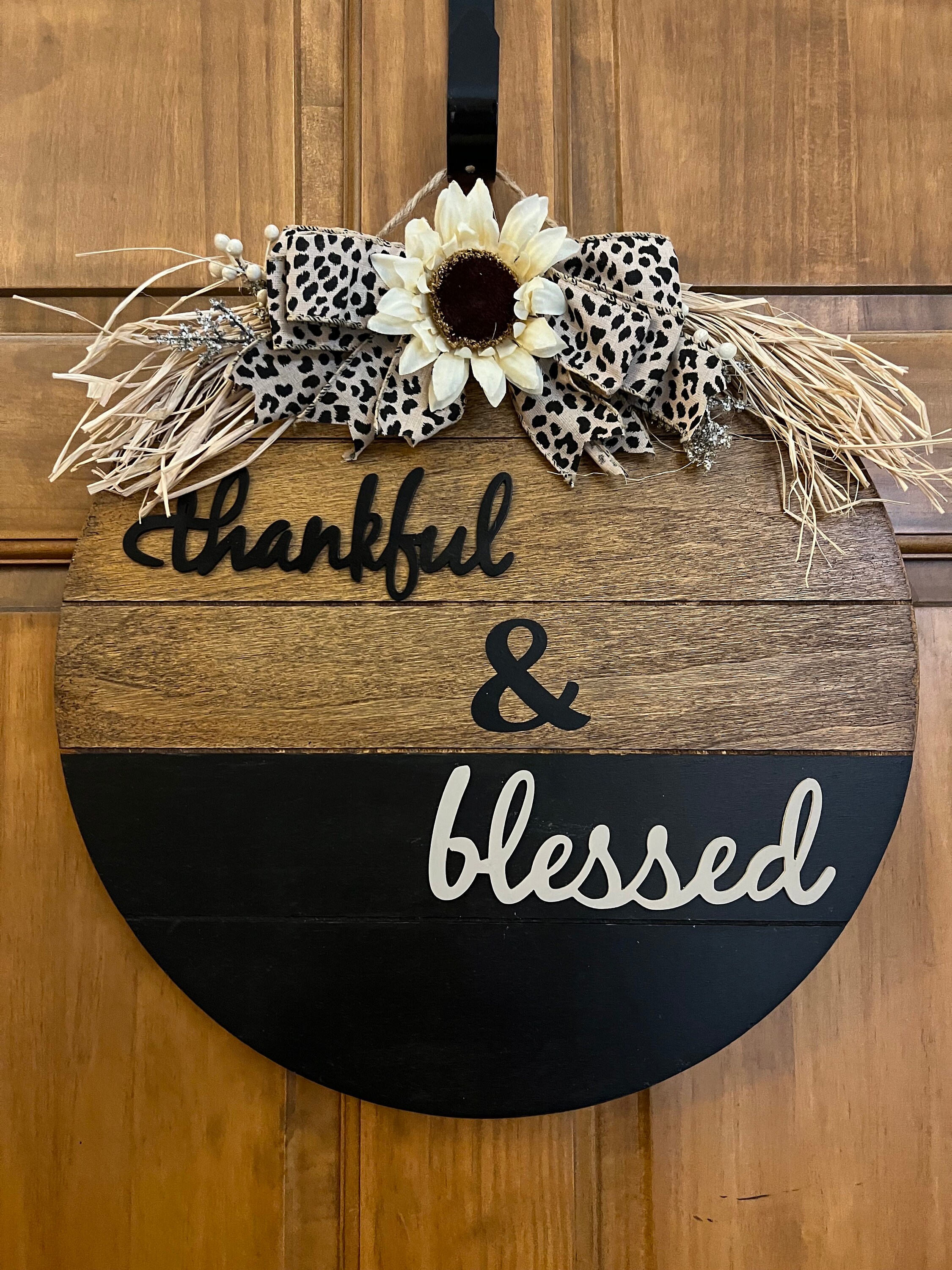 Thankful & Blessed Round Door Sign Thankful Round Door - Etsy