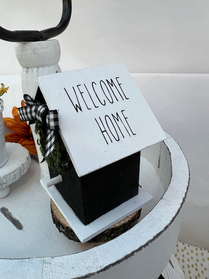 Welcome Home Mini Birdhouse, Farmhouse Tiered Tray Decor, - Etsy
