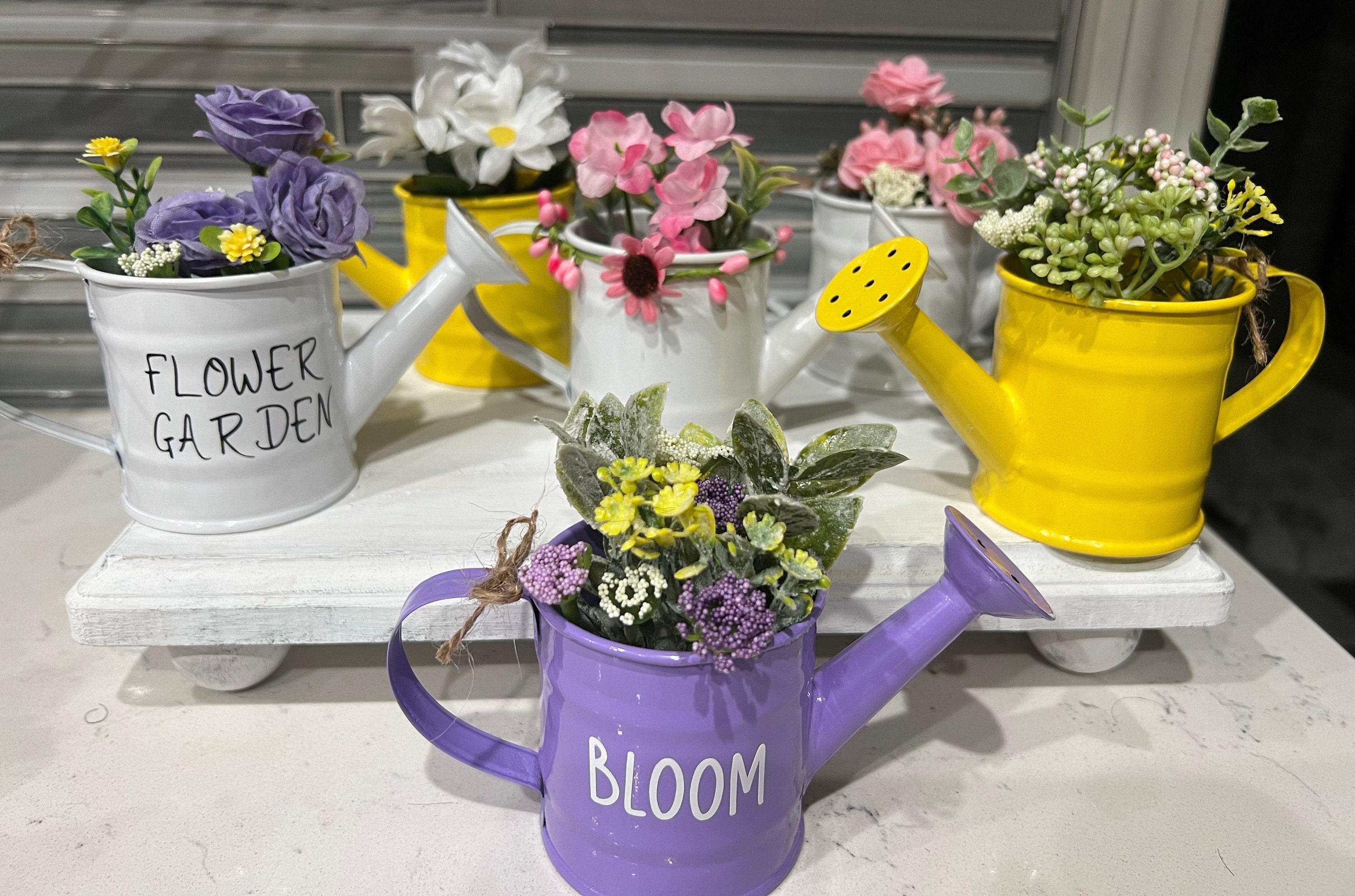 Mini Watering Can With Flowers: Spring Tiered Tray Decor - Etsy