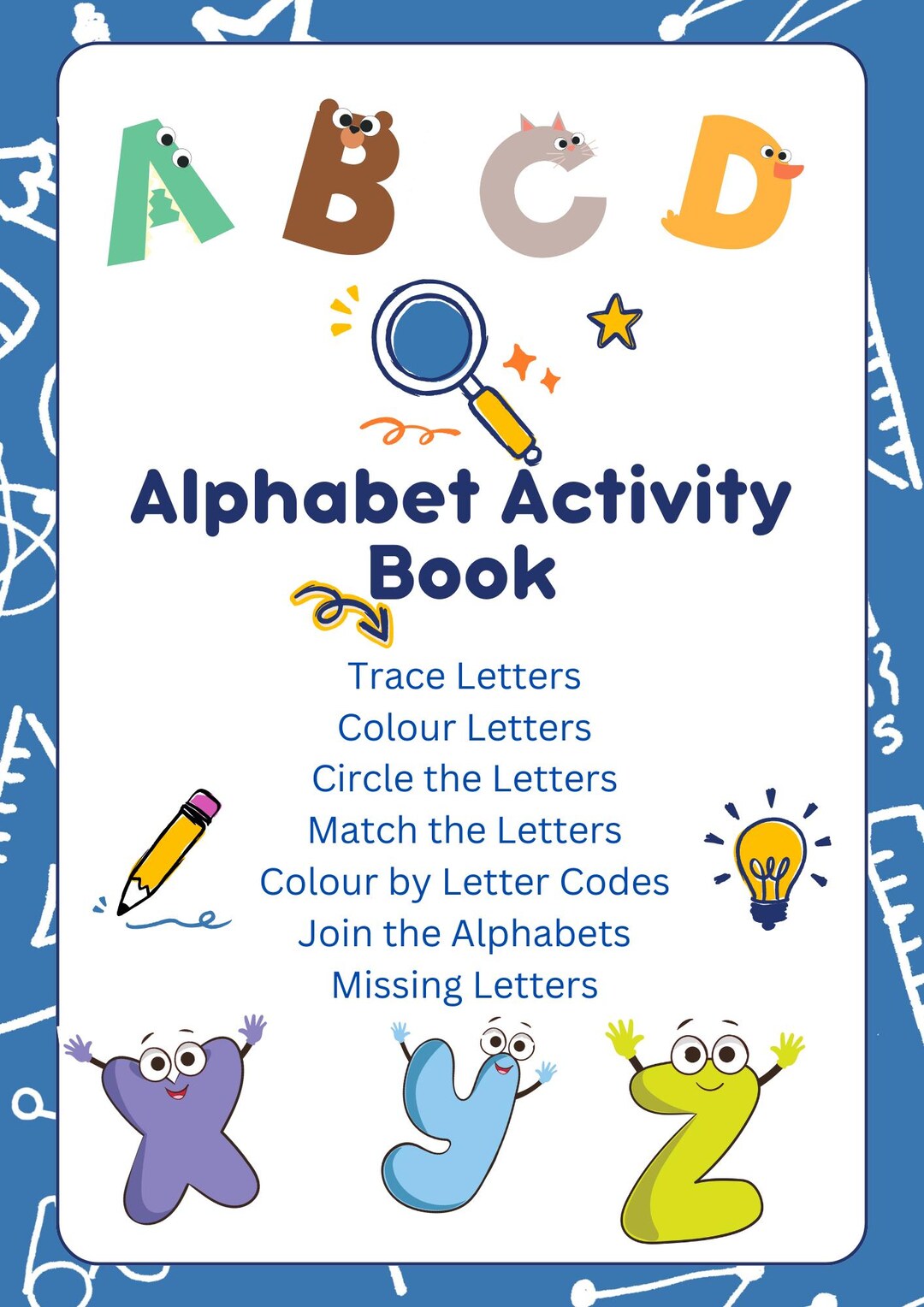 Alphabet Activity Kids Book Preschool Learning Bundle Printable ...