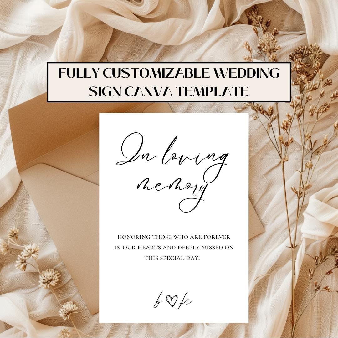 Editable in Loving Memory Sign Customizable Wedding Memorial Sign ...