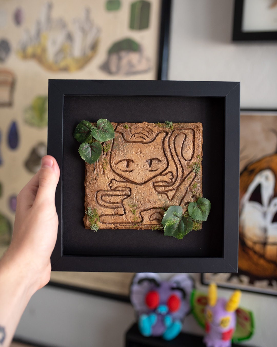 Ancient Mew Carving 8x8 Pokémon Framed Wall Decor - Etsy
