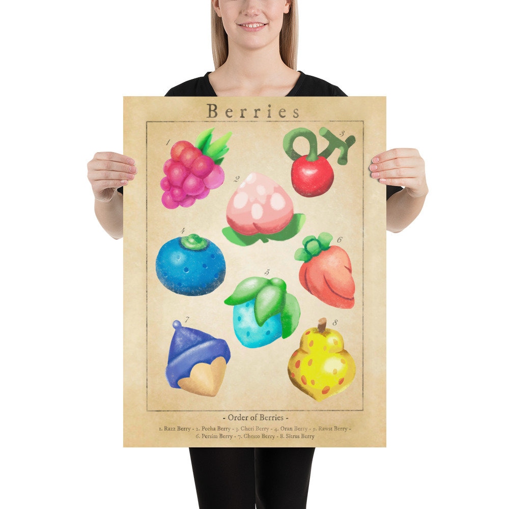 Pokemon Berries Poster Print Botany Scientific Illustration | Etsy
