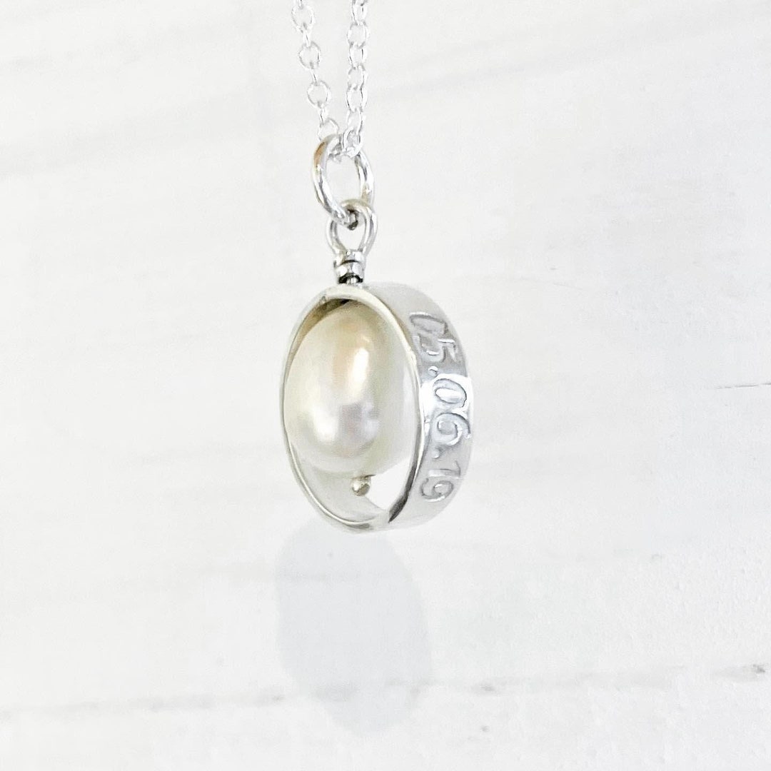 Fingerprint / Writing Silver Pearl Necklace - Keepsake - Gift - Etsy