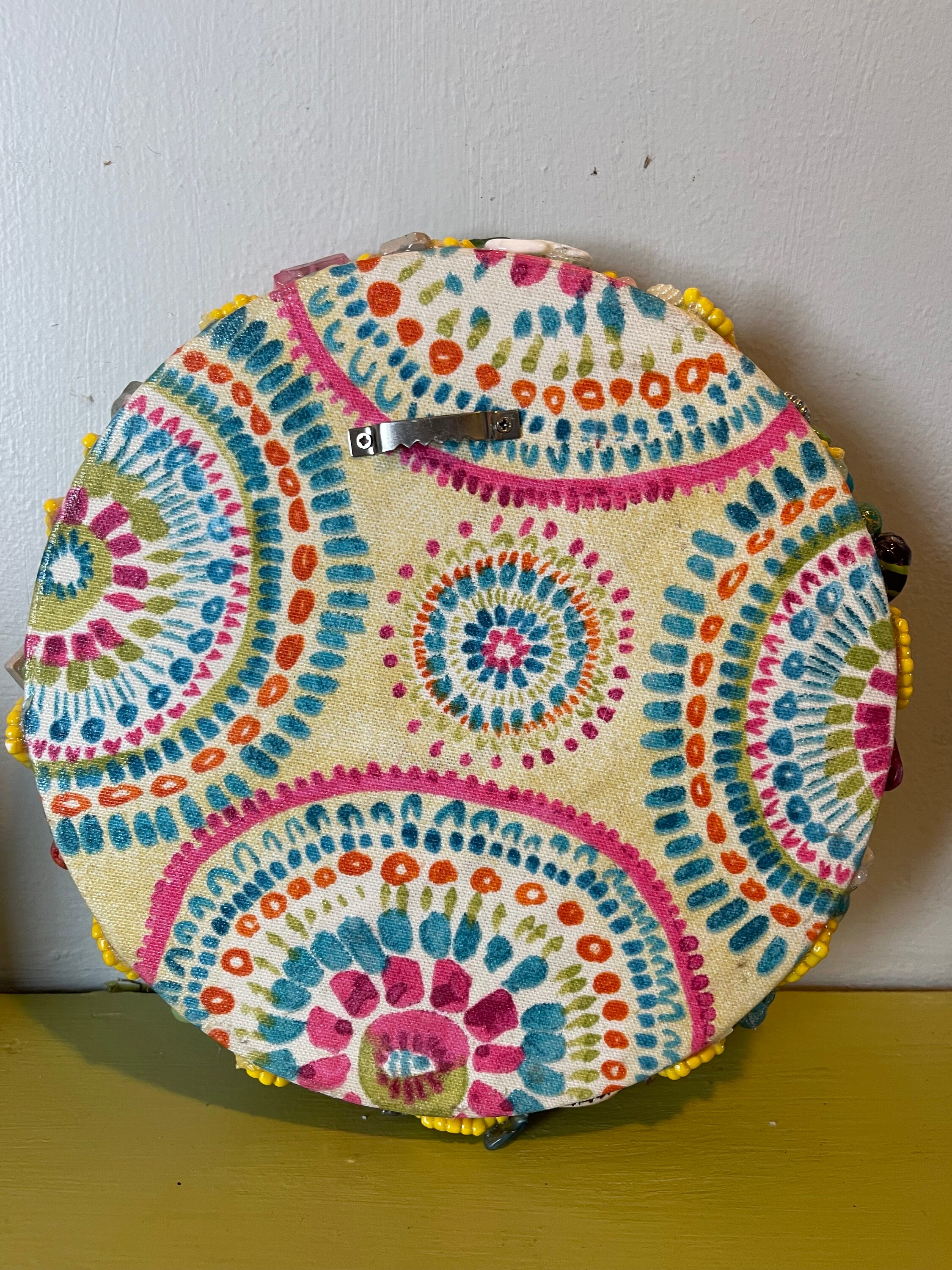 Another Hand Beaded Round Accent Mirror-- Embellished Mirror ...