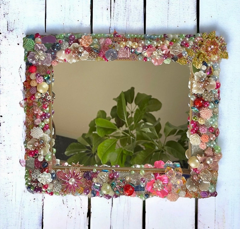 Sparkly and Pretty Hand Beaded Large Mirror - Etsy