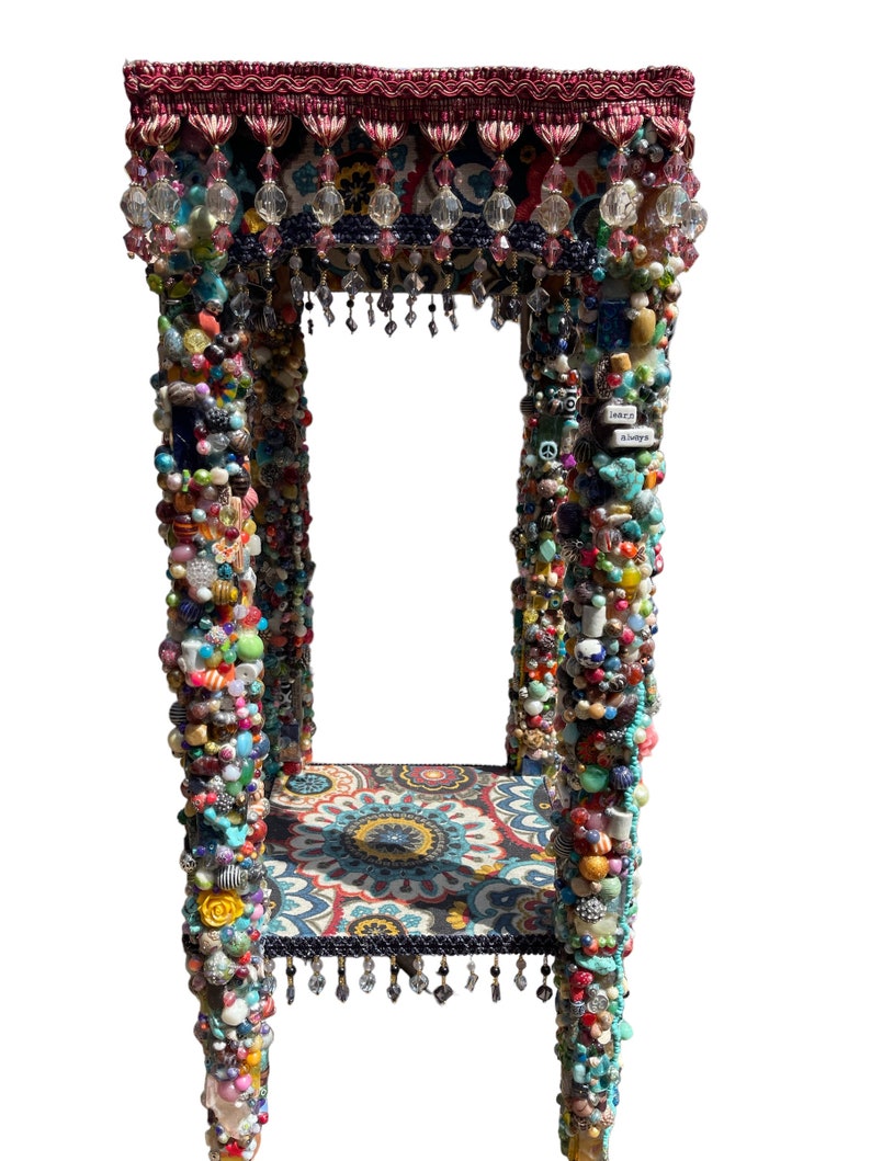 One of a Kind Hand Embellished Beaded Accent Table – Sculptural ...