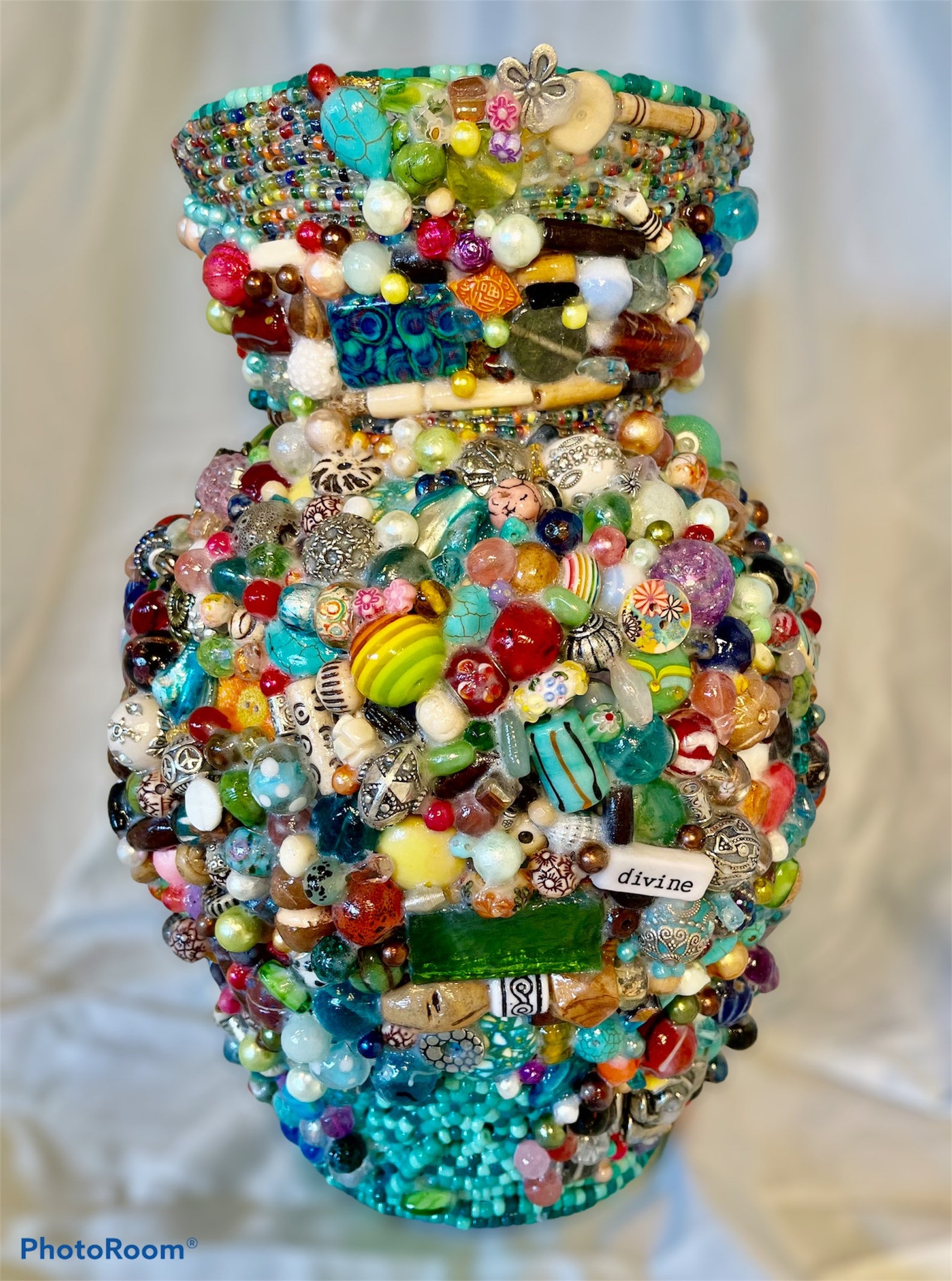 Hand Beaded Vase – Eclectic Mixed Media Embellished Vase - Etsy