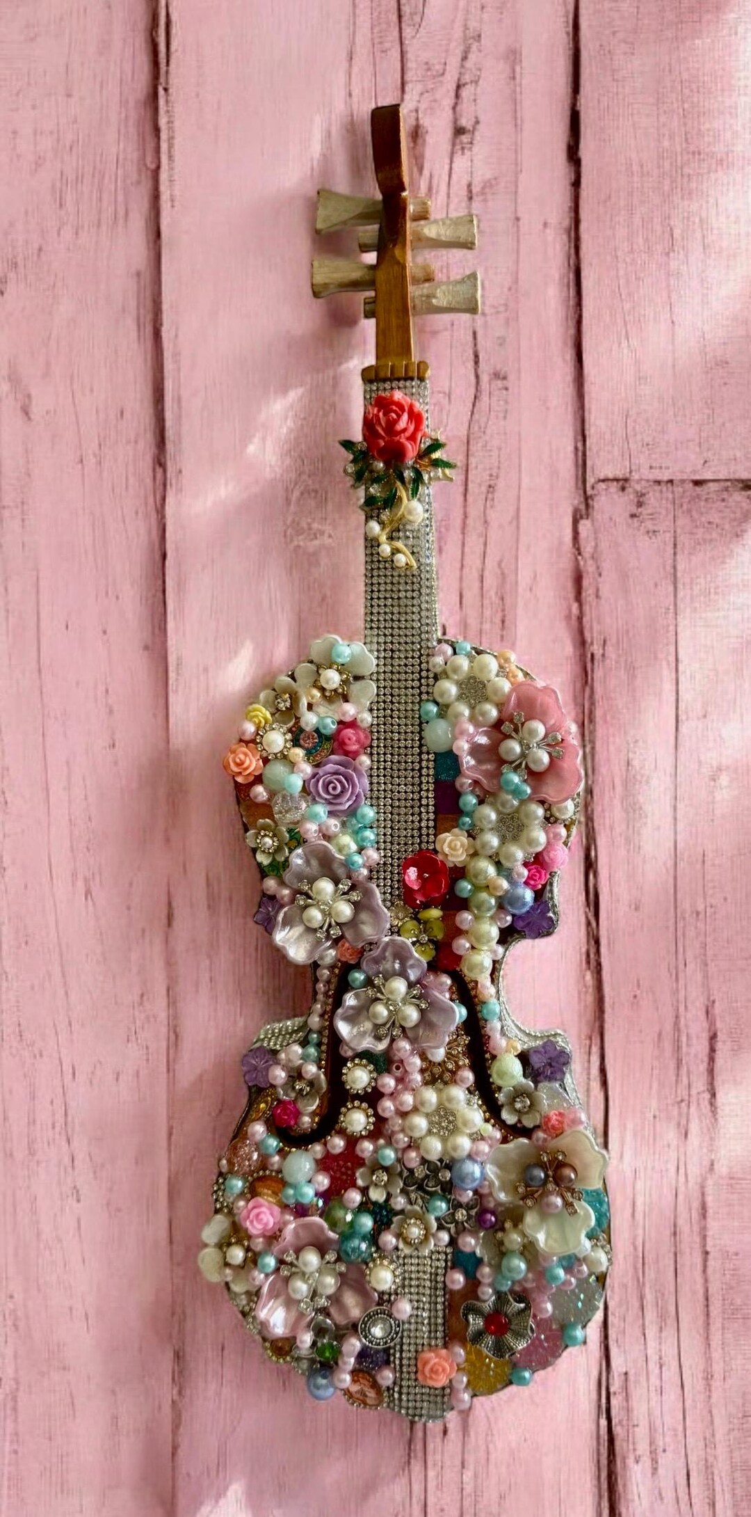 Decorative Violin, Embellished Violin, Musical Wall Art, Pink Violin - Etsy