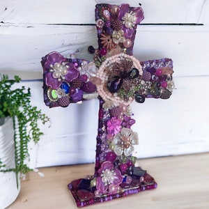 Standing Purple Sparkly Cross - Etsy