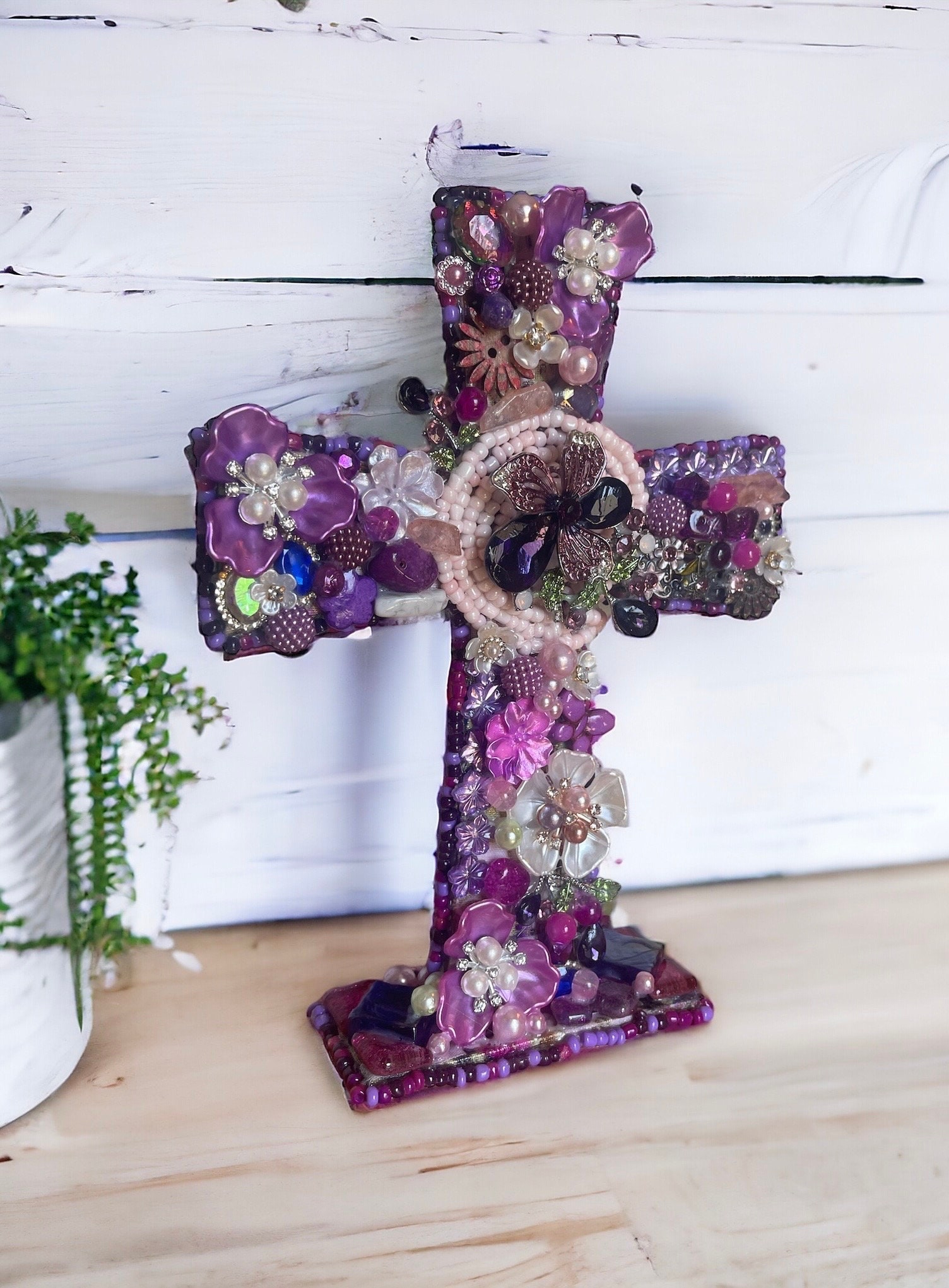 Standing Purple Sparkly Cross - Etsy