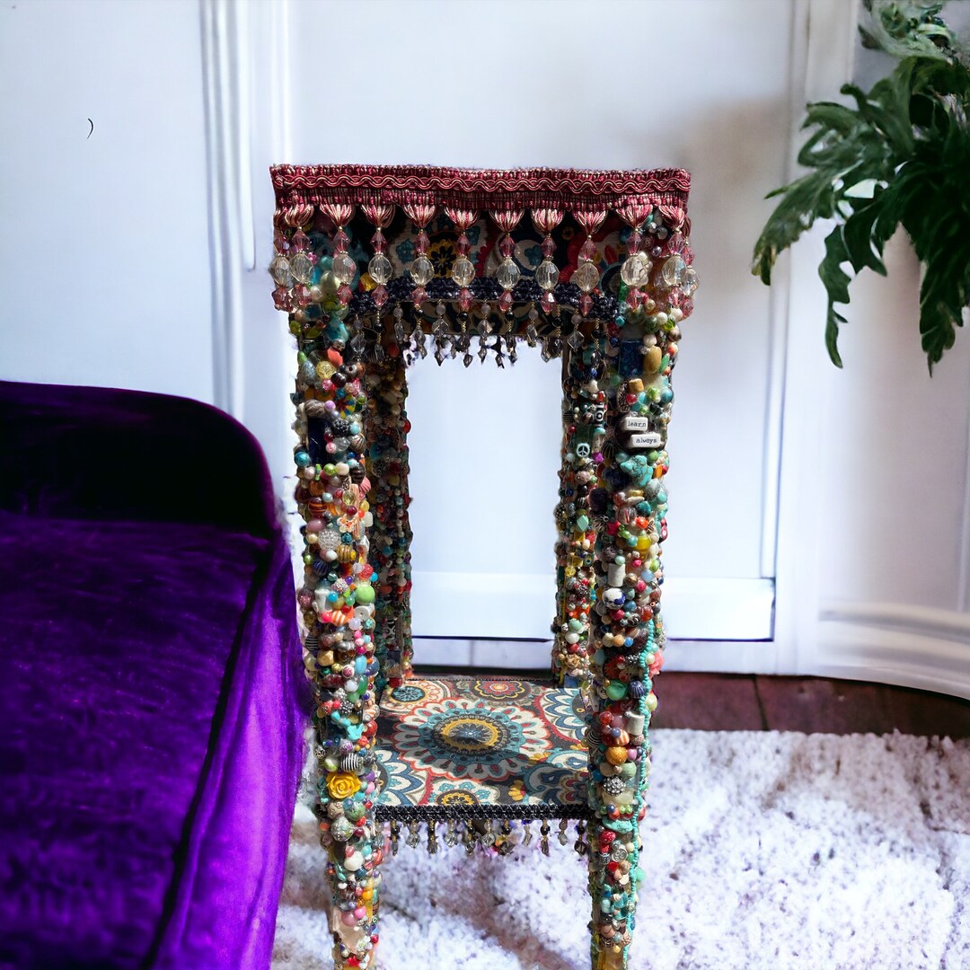 Funky Beaded Accent Table - Etsy