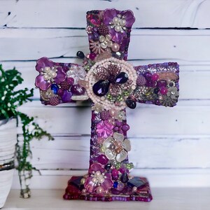 Standing Purple Sparkly Cross - Etsy