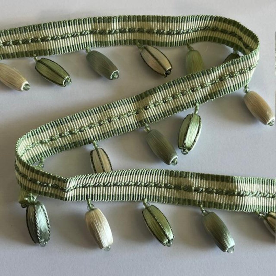 Ensemble Beaded Fringe Trim Eau De Nil - Sold by the Meter - Roman Trim ...