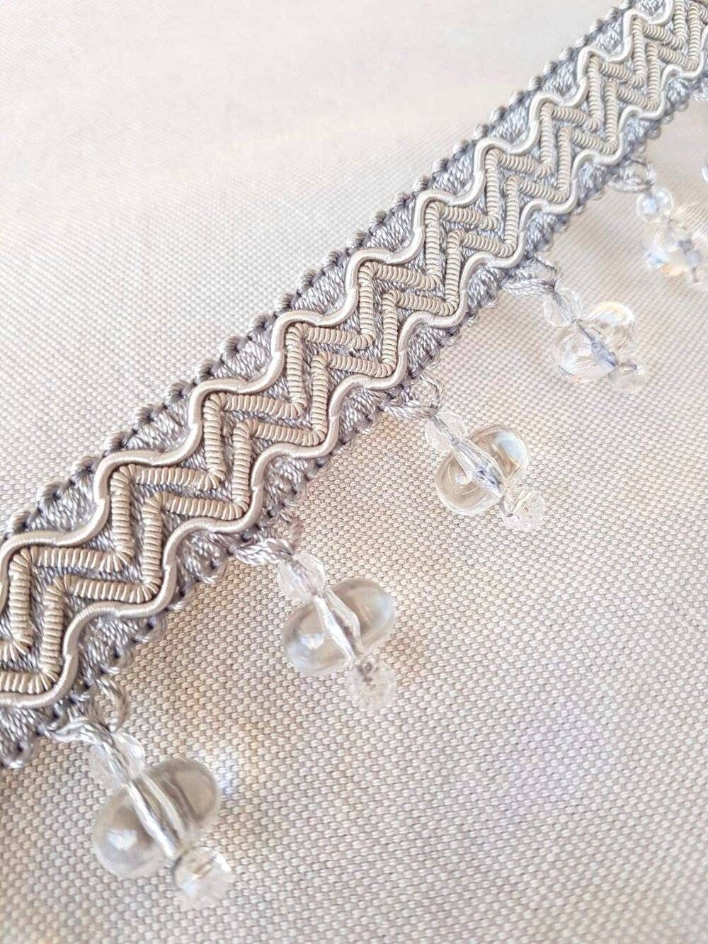 Gatsby Art Deco Style Beaded Fringe Braid Trim per Metre Silver Grey ...