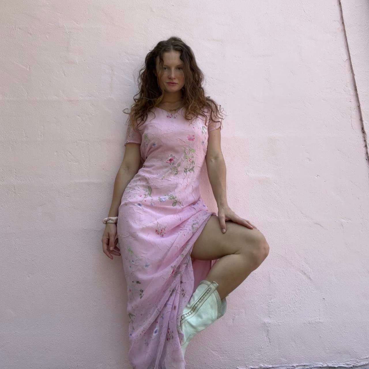 Vintage Blossom Darling: 90s Pastel Pink Maxi Dress With - Etsy