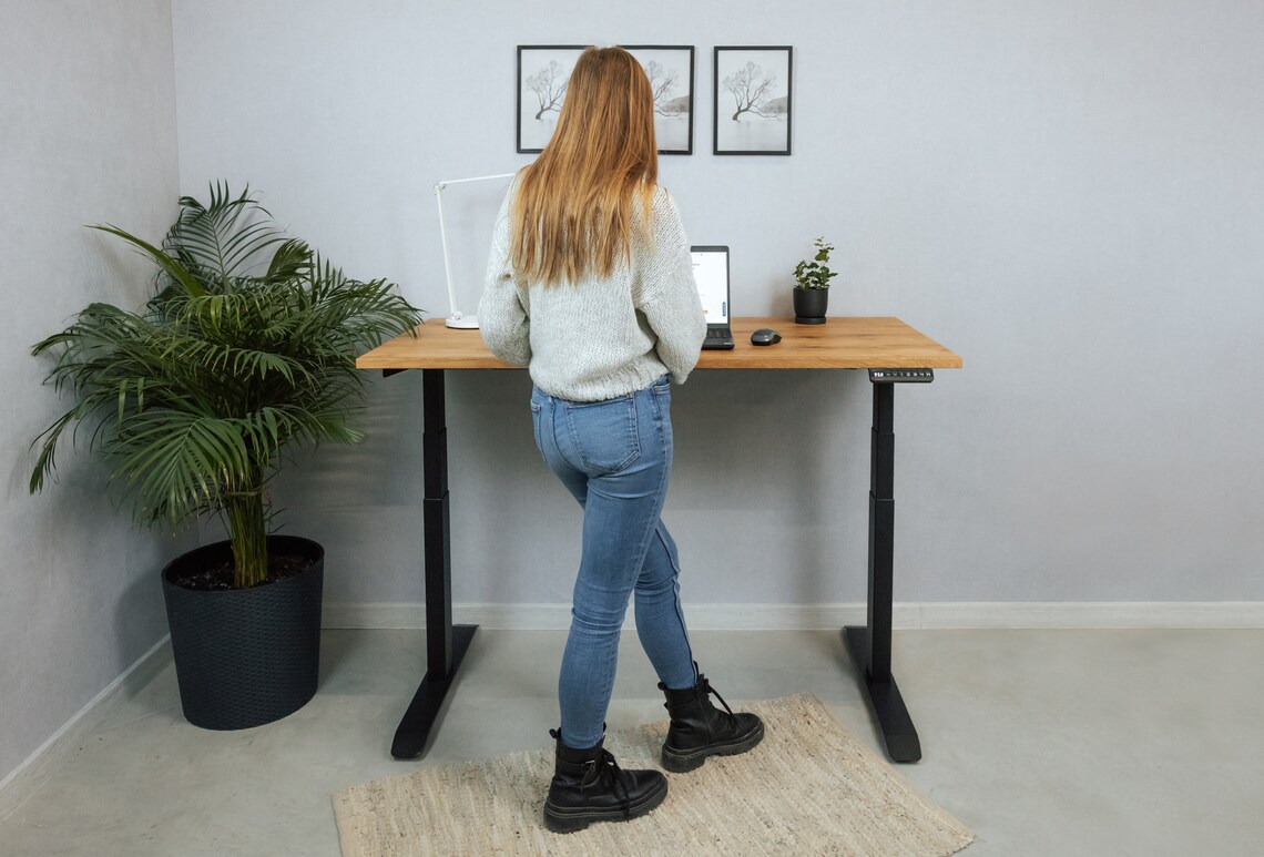 Oak Standing Desk Sit Stand Desk Adjustable Office Desk Sitting ...