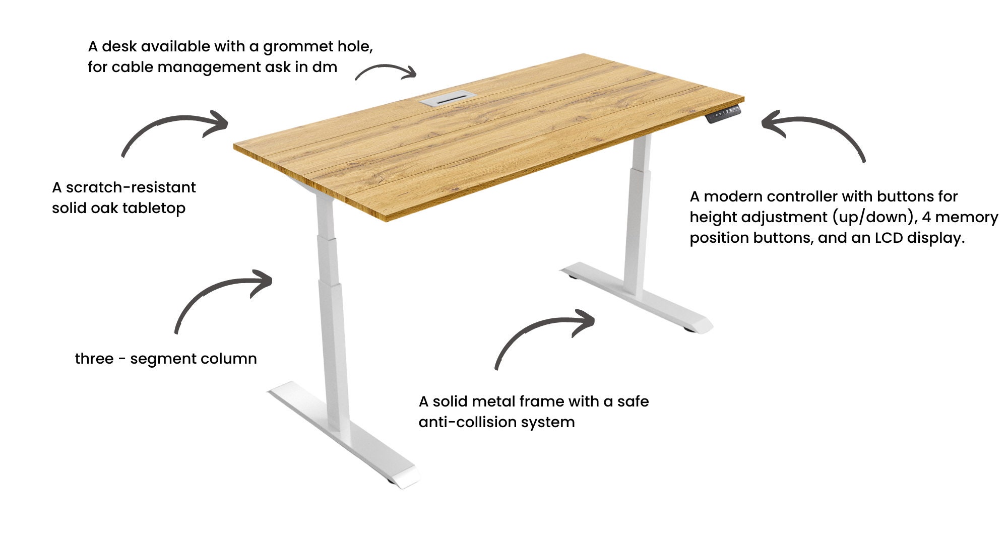 Oak Standing Desk Sit Stand Desk Adjustable Office Desk Sitting ...