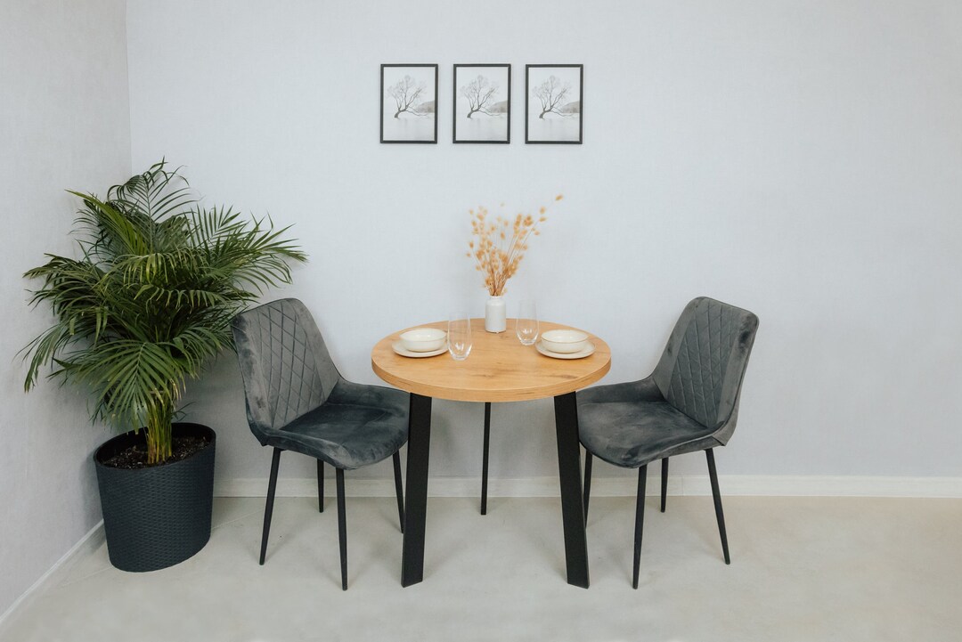 Round Dining Table Handmade Table Industrial Style Table Leg Kitchen ...