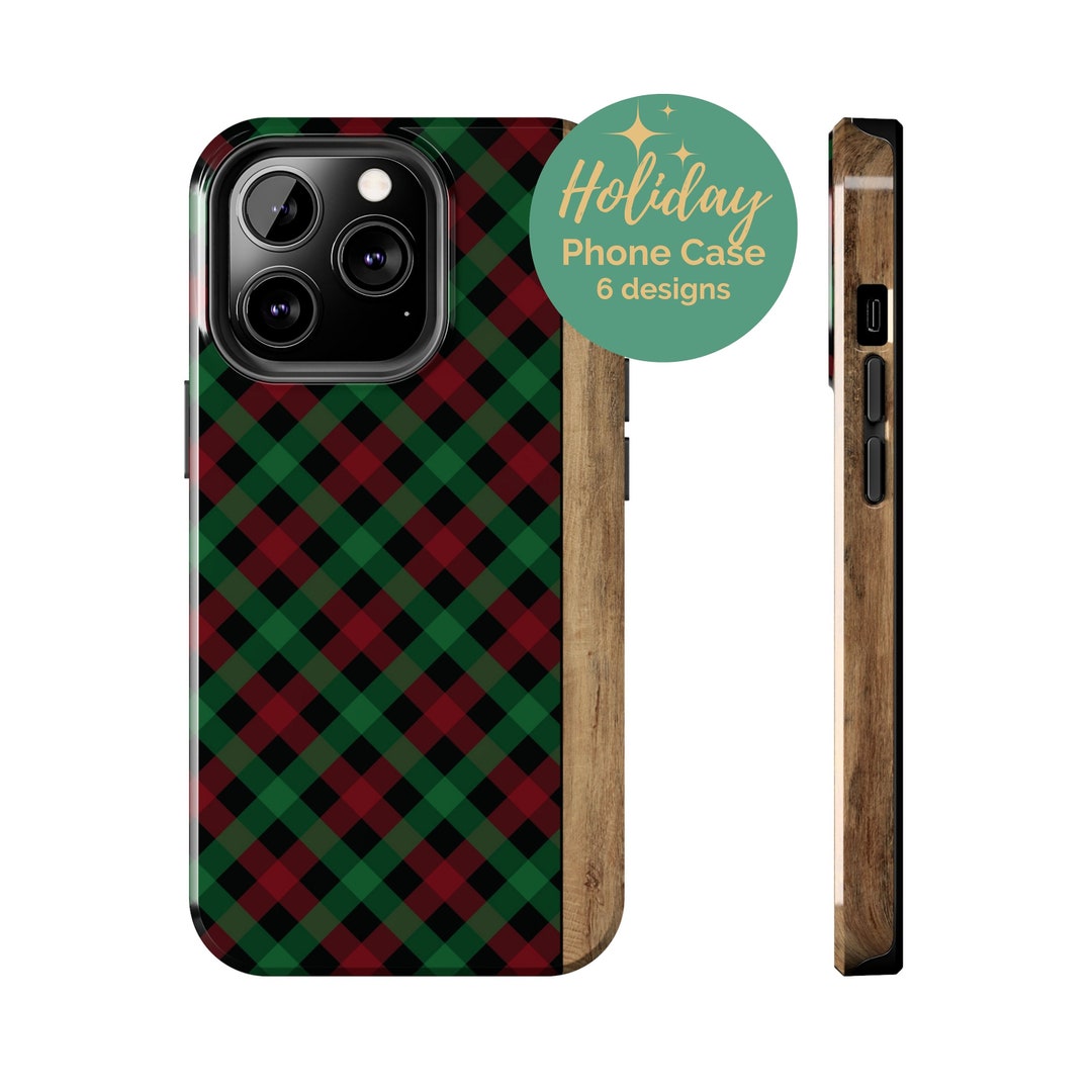 Christmas Plaid Country Rustic Wood iPhone Case, Holiday Plaid Phone ...