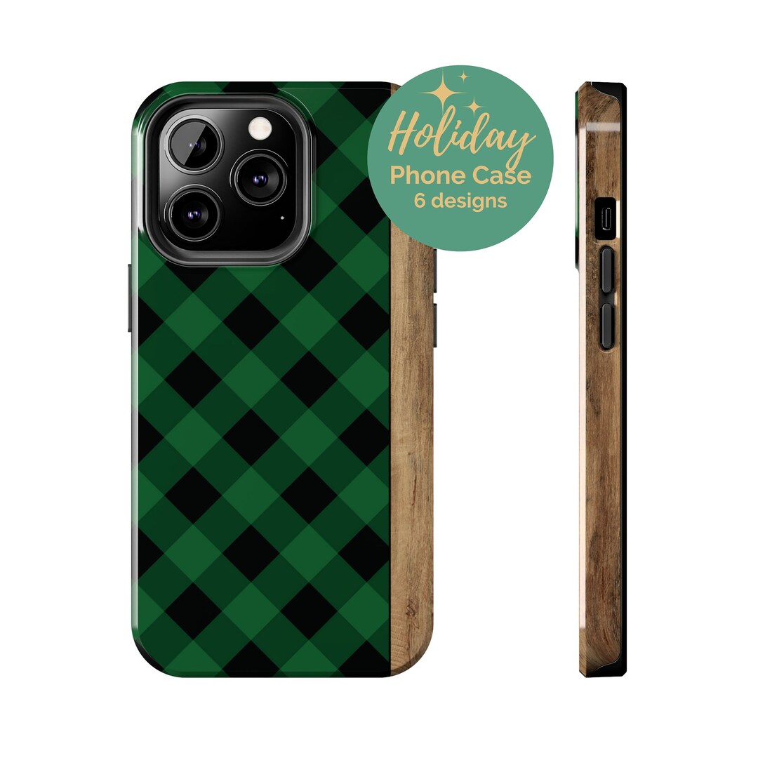 Christmas Buffalo Plaid Country Rustic Wood iPhone Case, Holiday Plaid ...