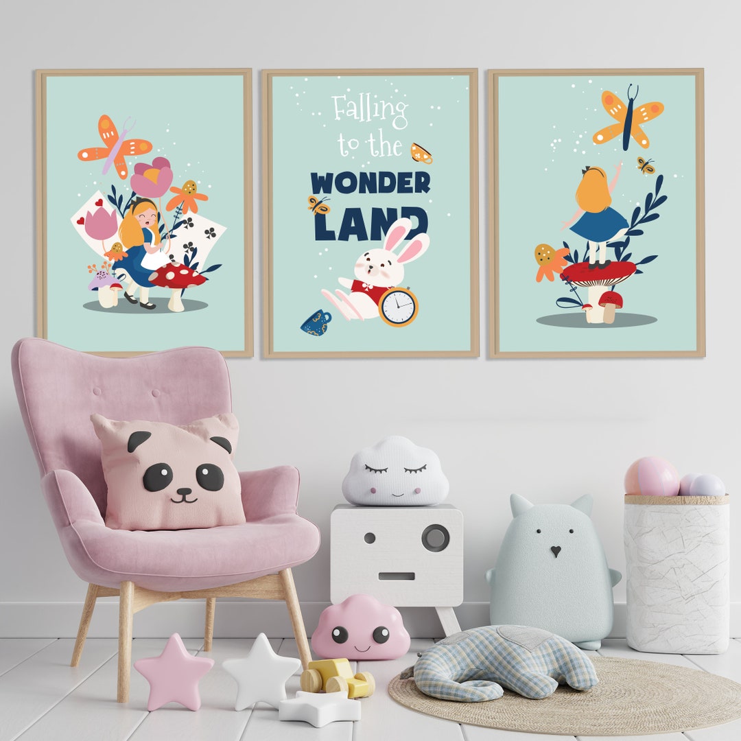 Alice in Wonderland, Fairytale Print, Set of 3 Print, Alice Wall Decor ...