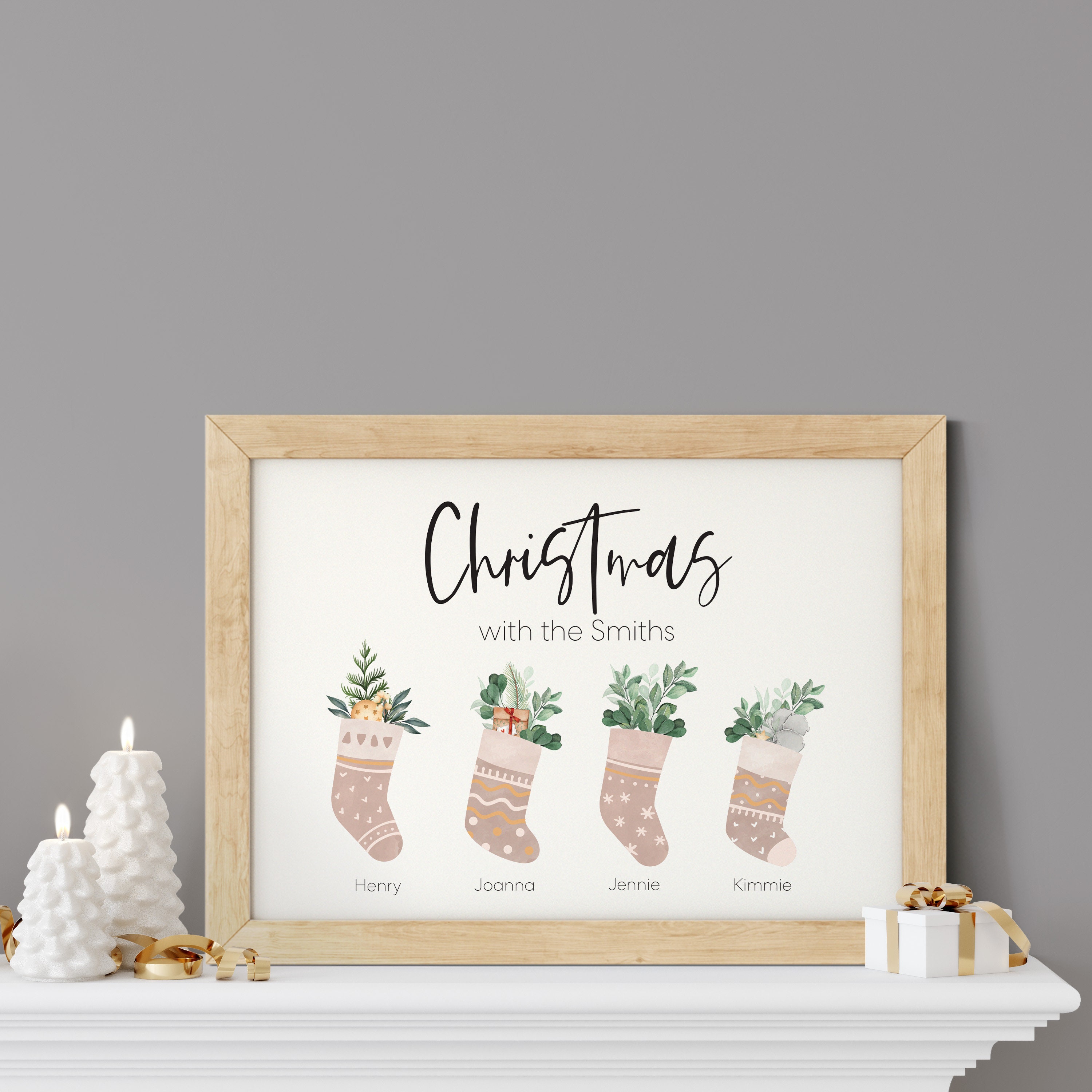 Christmas Wall Decor Personalised Family Print Custom Family New Home ...