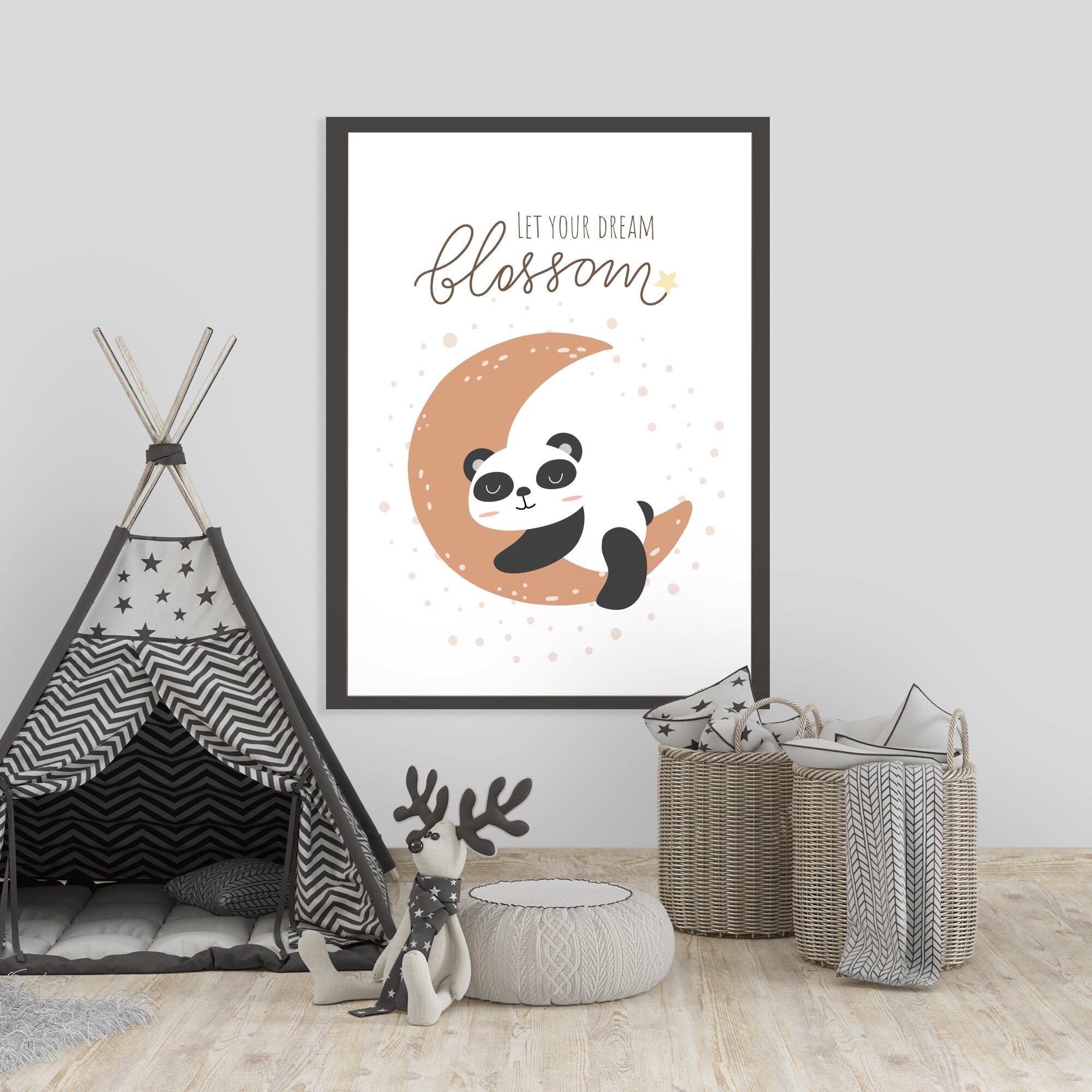 Set of 3 Panda Prints Panda Nursery Decor Panda Nursery - Etsy UK