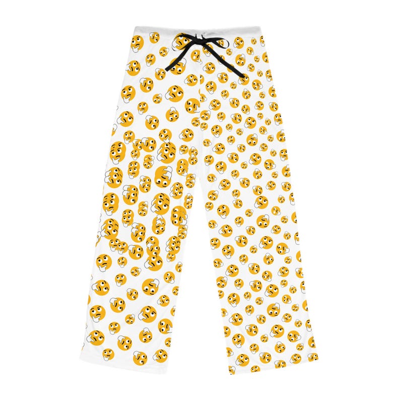 Emoji Face Cute Expression Women's Pajama Pants, Lounge Wear, Sleepwear ...
