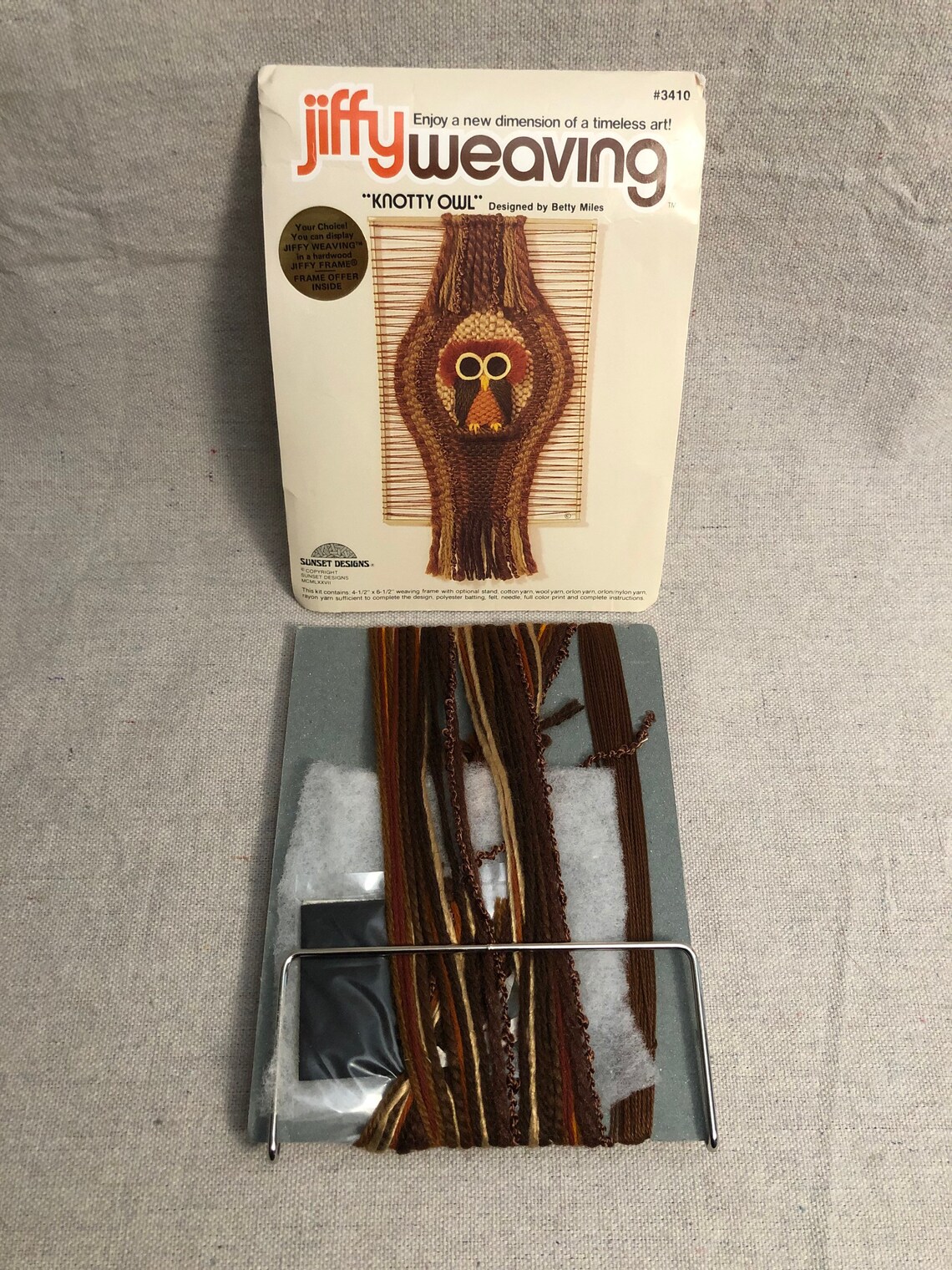 Vintage 70s Jiffy Weaving Craft Kit Knotty Owl 3410 Miniature Tapestry ...