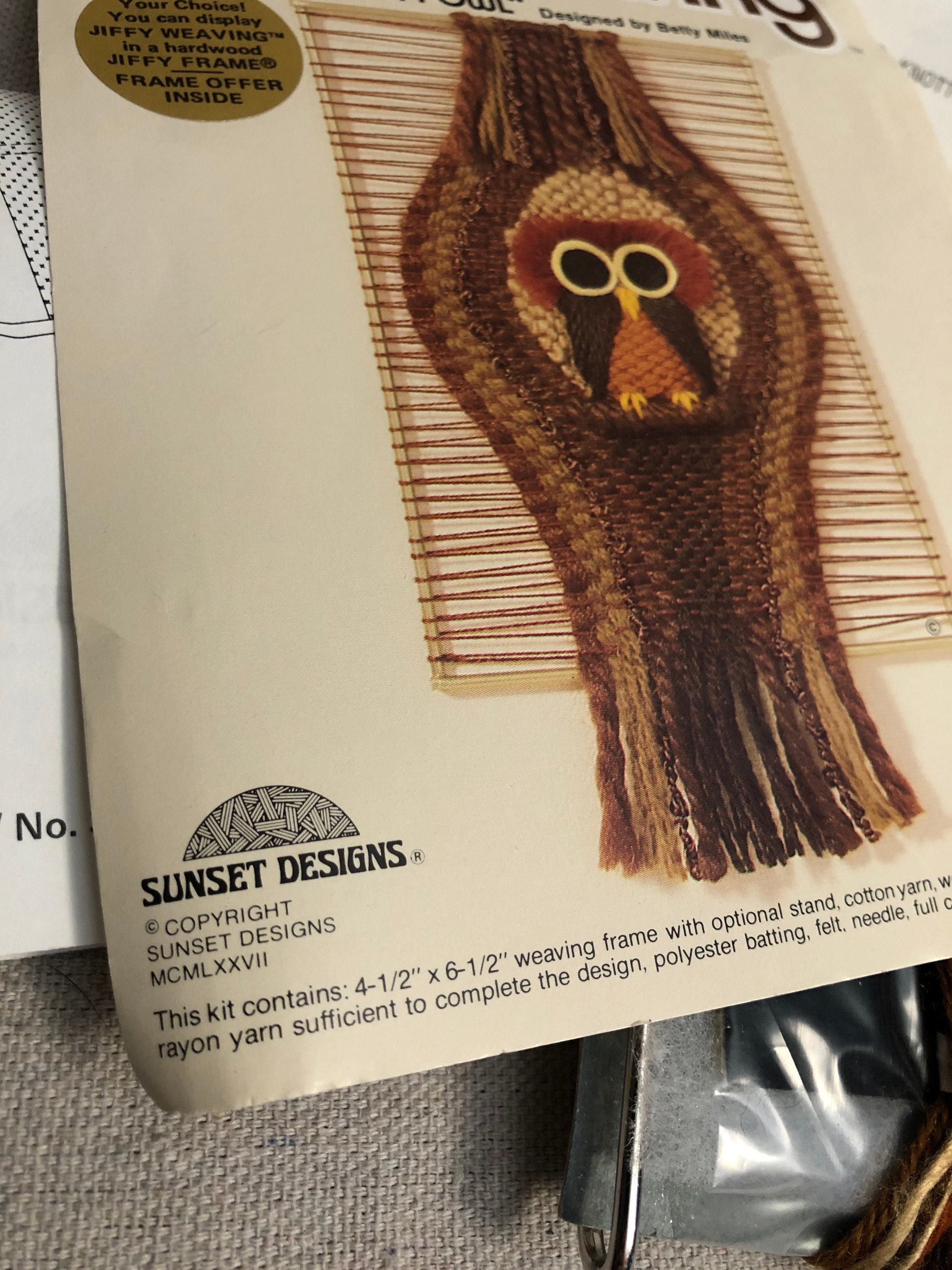 Vintage 70s Jiffy Weaving Craft Kit Knotty Owl 3410 Miniature Tapestry ...
