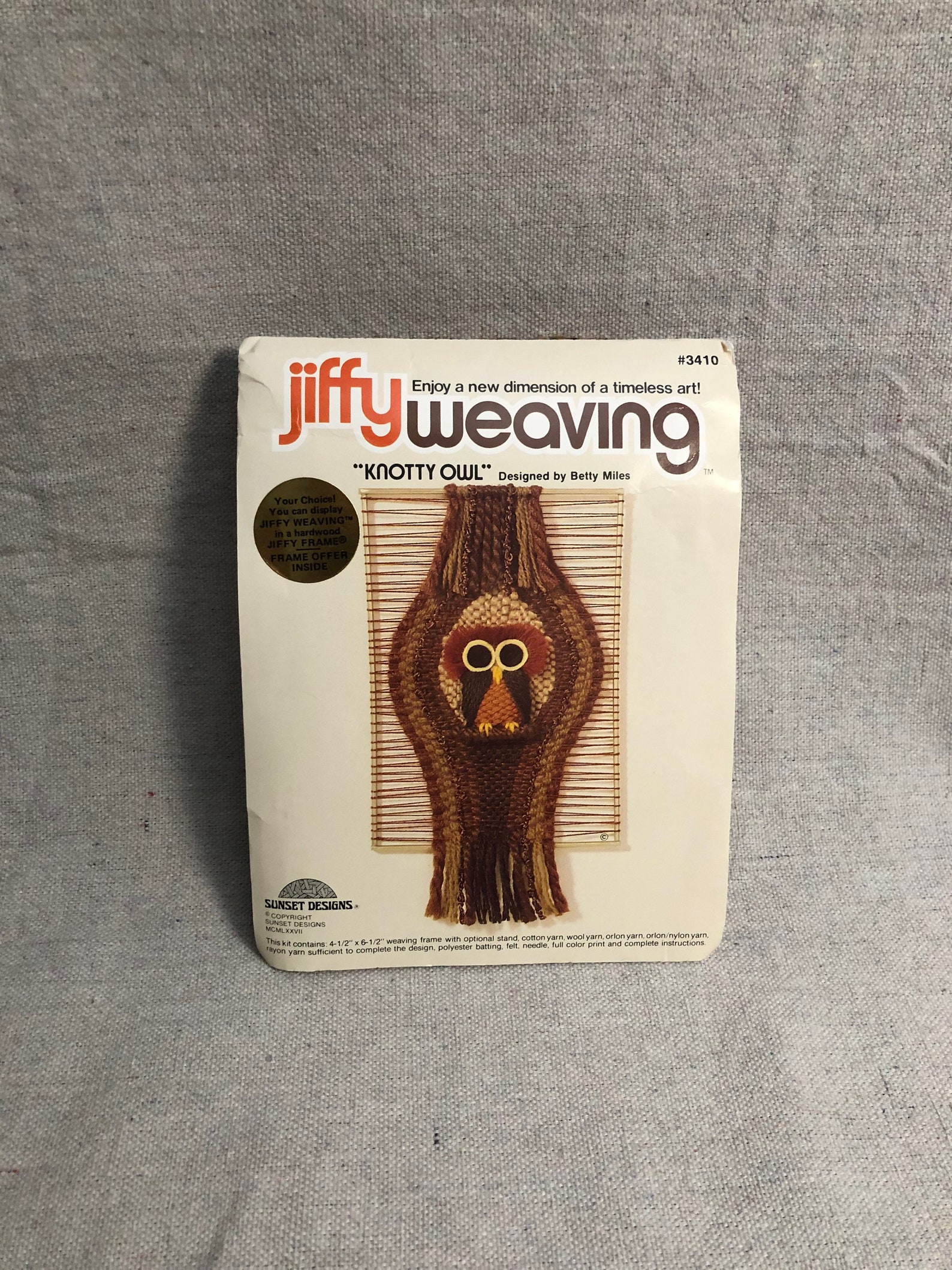 Vintage 70s Jiffy Weaving Craft Kit Knotty Owl 3410 Miniature Tapestry ...