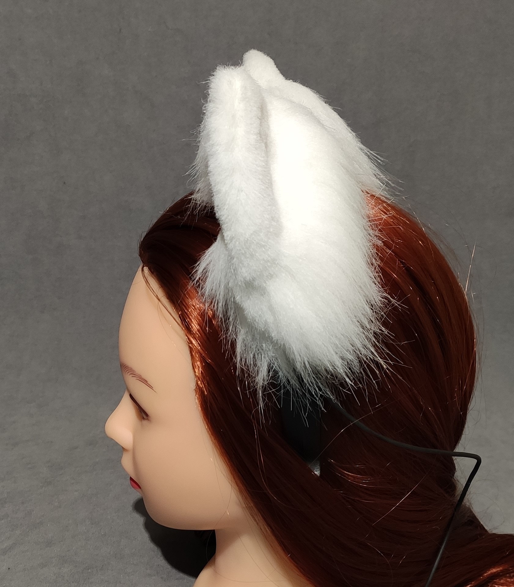 White-pink Movable Cat Ears cutefurears Made of Faux Fur on a Headband ...
