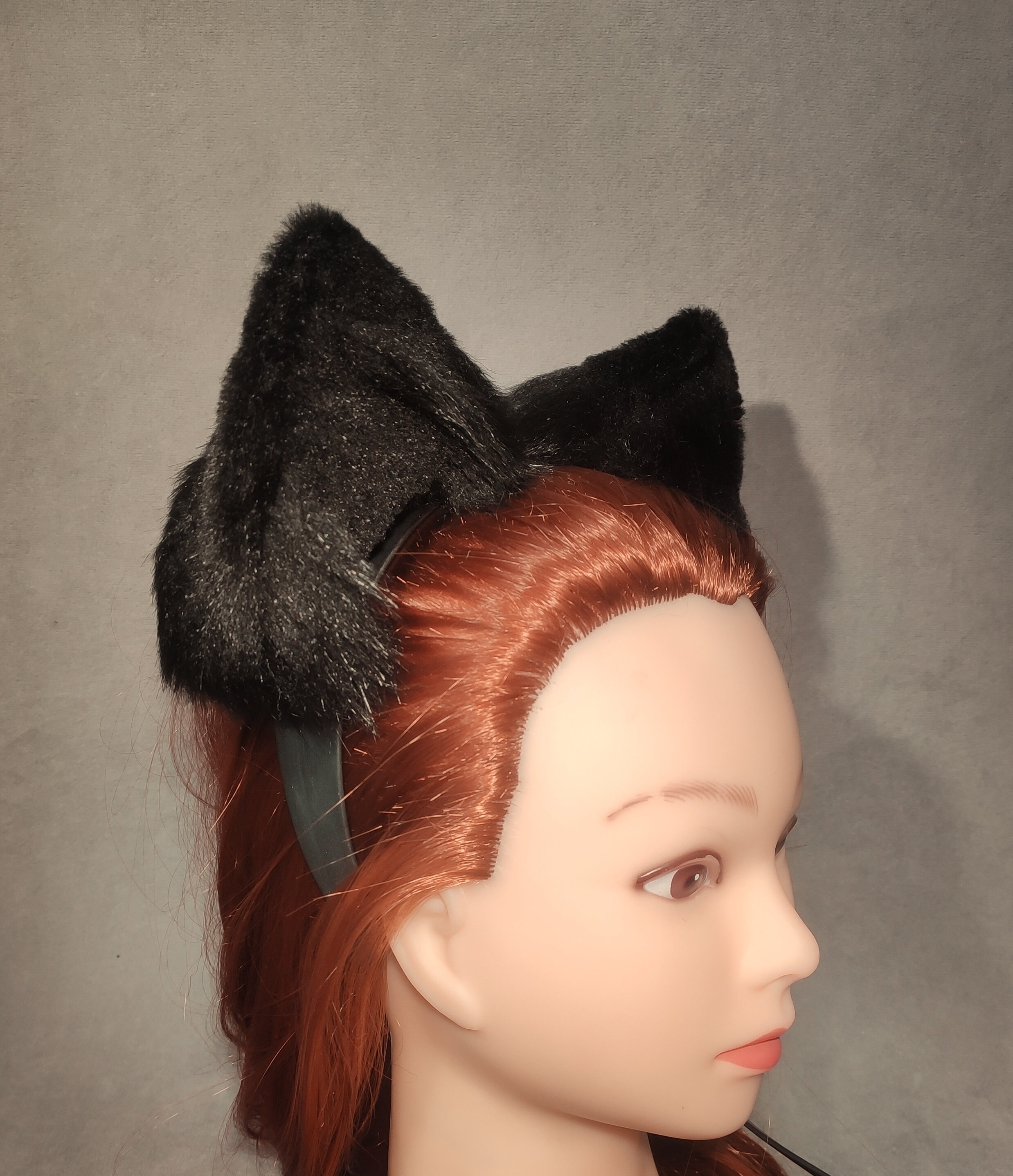 Black Movable Cat Ears cutefurears Made of Faux Fur on a Headband - Etsy