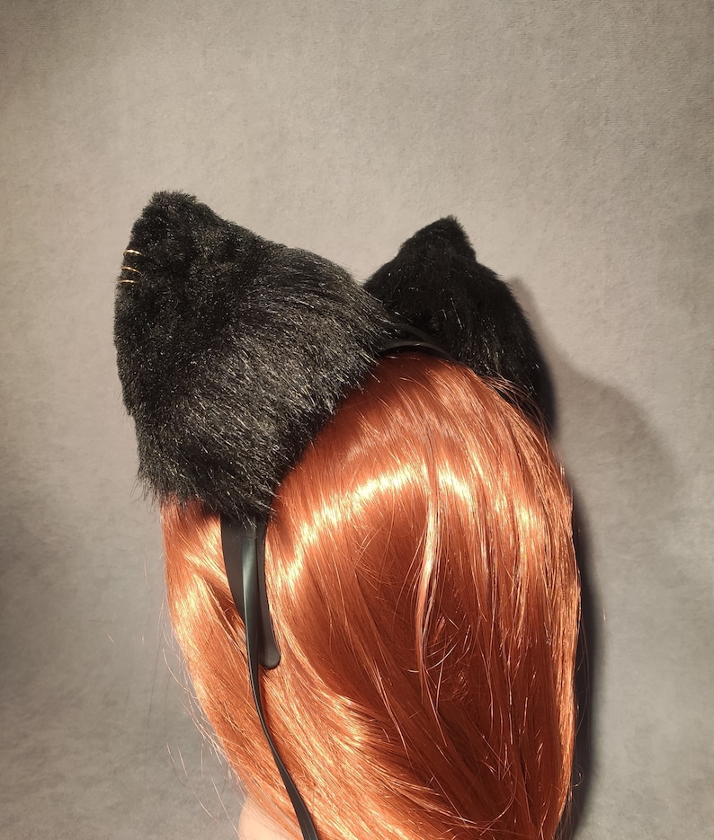 Black Movable Cat Ears "cutefurears" Made of Faux Fur on a Headband - Etsy