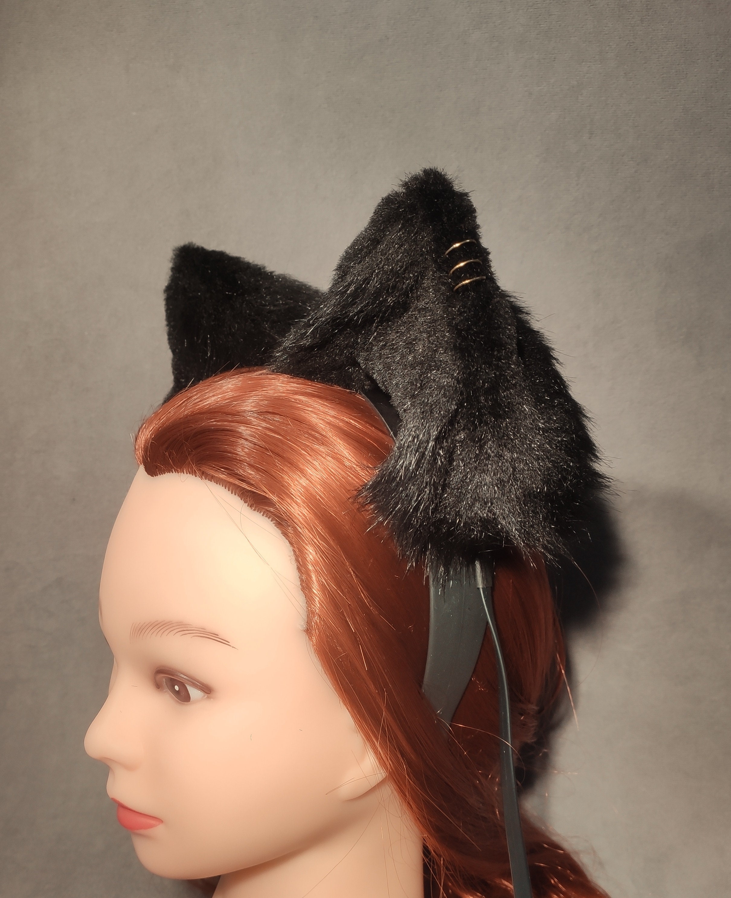 Black Movable Cat Ears cutefurears Made of Faux Fur on a Headband - Etsy