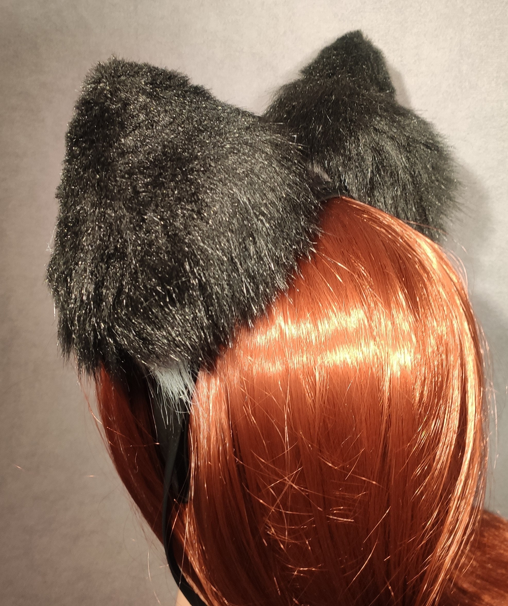 Black and White Movable Cat Ears cutefurears Made of Faux Fur on a ...