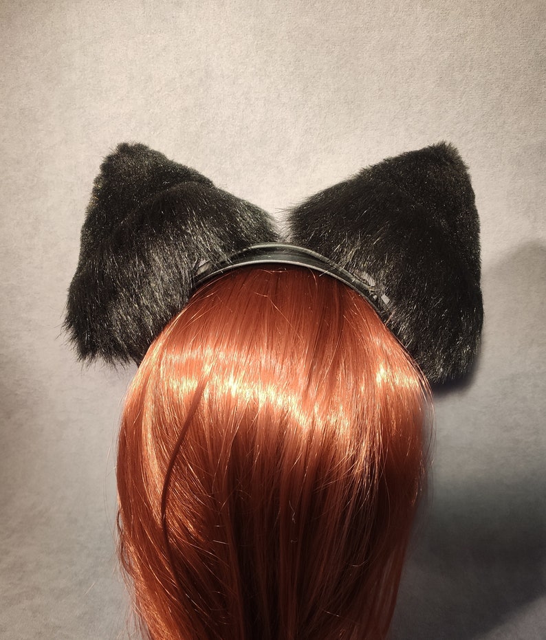Black Movable Cat Ears "cutefurears" Made of Faux Fur on a Headband - Etsy