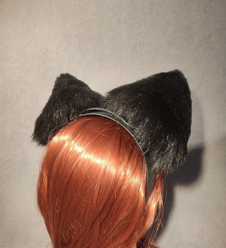 Black Movable Cat Ears "cutefurears" Made of Faux Fur on a Headband - Etsy