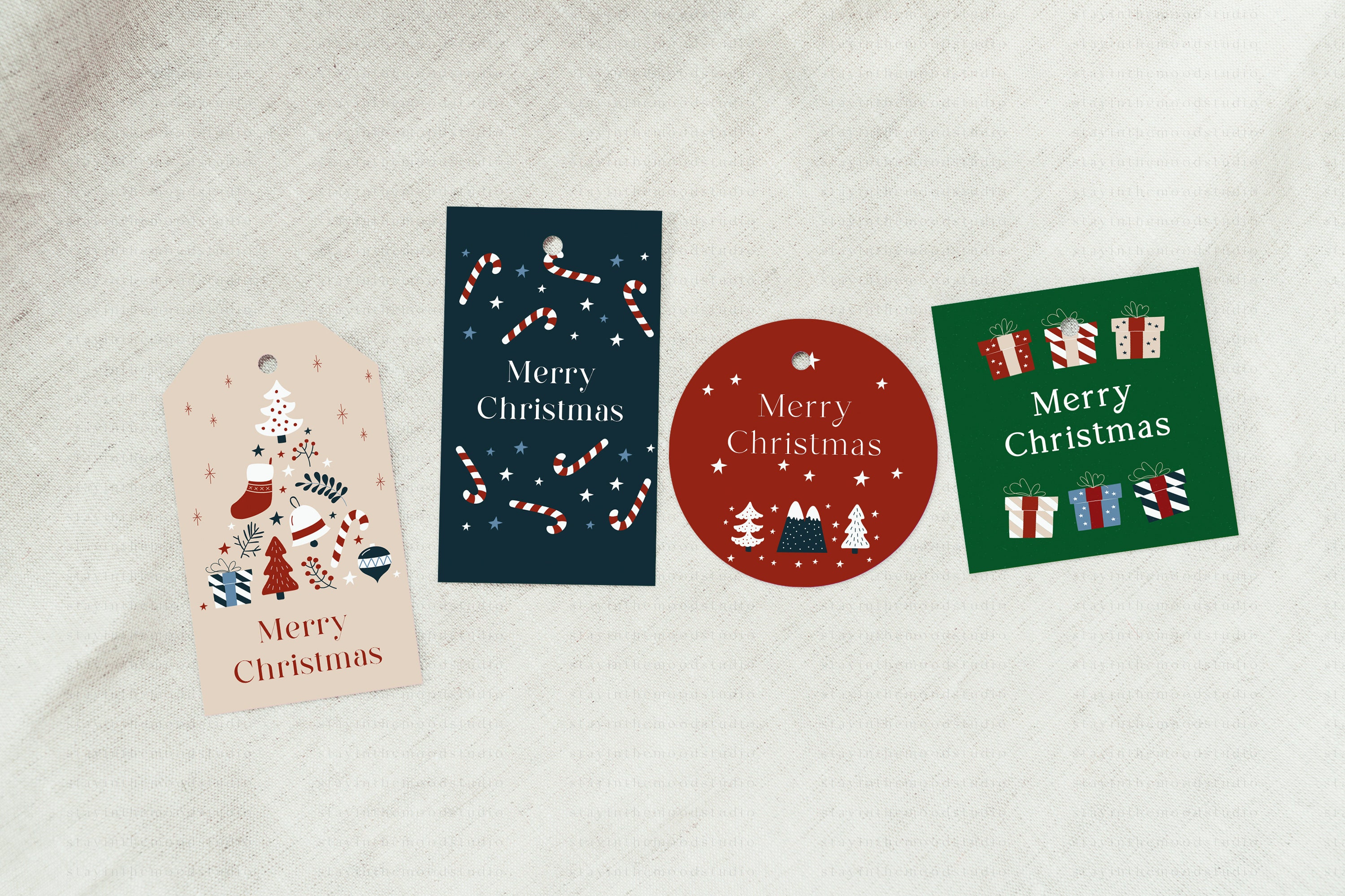 Gift Tag Mockup, Gift Tag Mockup Christmas, Circle Gift Tag Mockup ...
