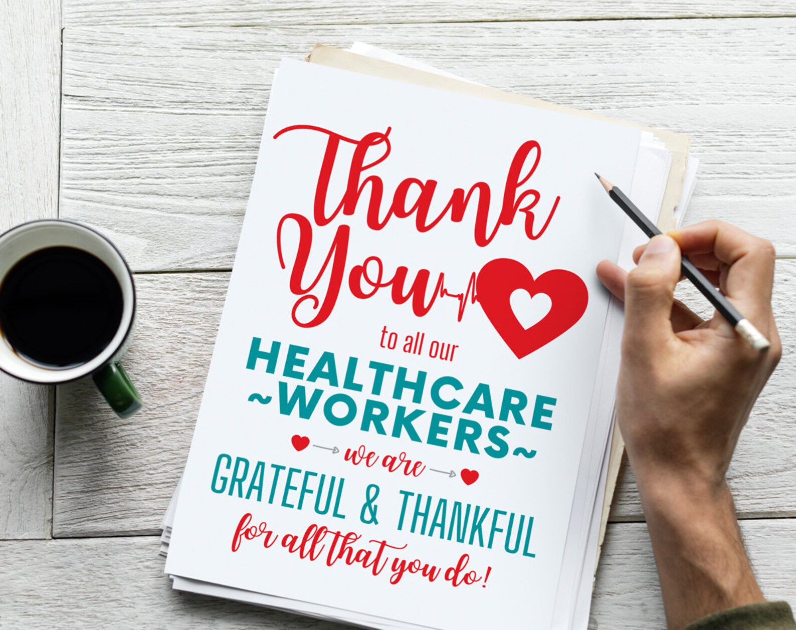 Gracias trabajadores de la salud firma imprimible agradecido | Etsy