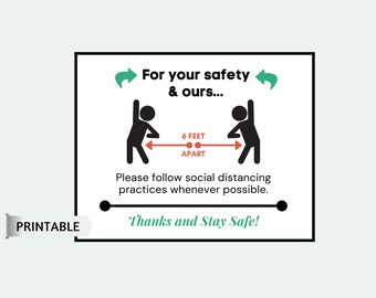 Social Distancing Sign - Etsy