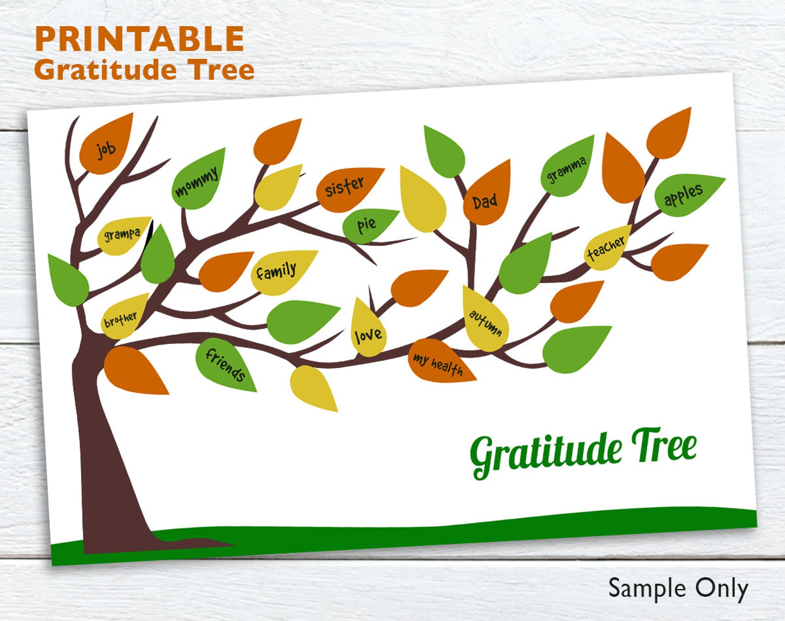 PRINTABLE Gratitude Tree Poster, Autumn DIY Classroom Exercise, Fun ...